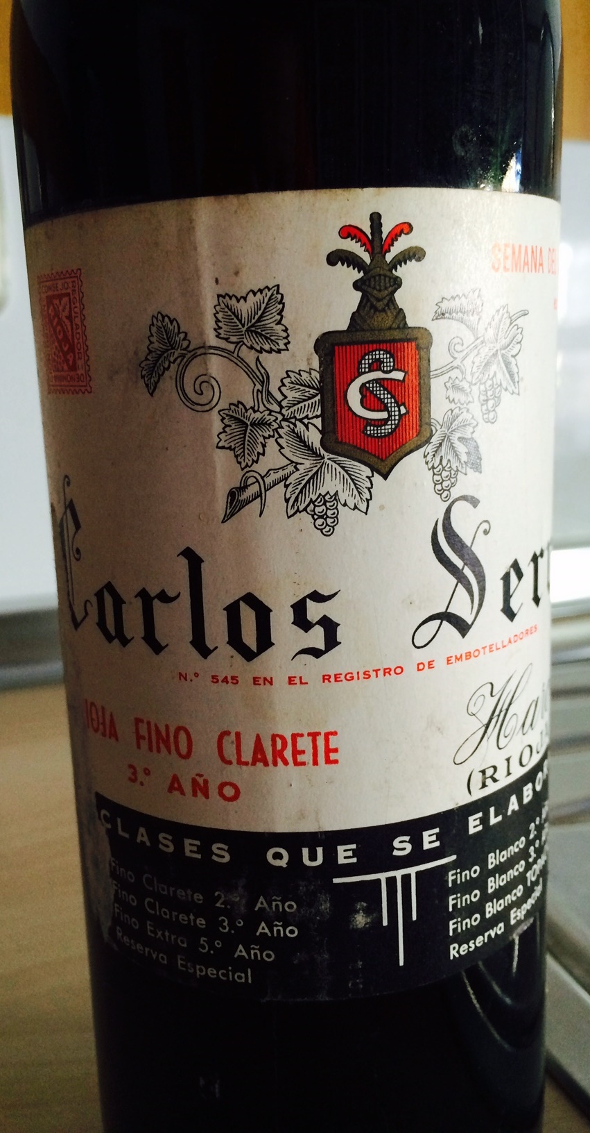 Carlos Serres Rioja Fino Clarete 3º año